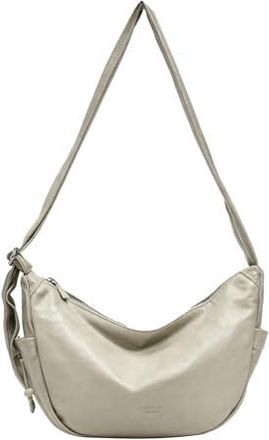 Generic Sac à bandoulière en polyuréthane pour femme avec fermeture éclair - Grande capacité pour voyage, shopping, usage quotidien, gris, 9.45x8.66x3.54inch