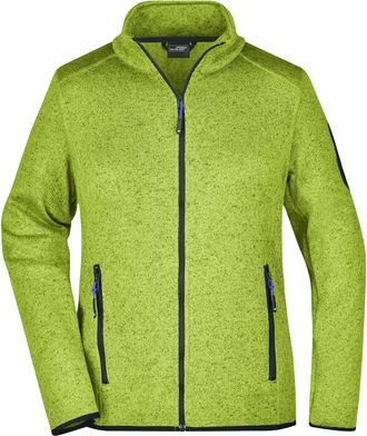 James & Nicholson Damen Fleece Strickjacke - Taillierte Jacke aus Strickfleece mit Stehkragen | Farbe: kiwi-melange/royal | Gr&ouml;sse: XL
