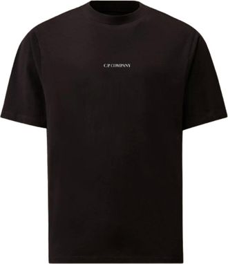 C.P. Company C.p. Company, Homme, Tops, Bleu, Taille: XL T-shirt &agrave; Manches Courtes Logo en Jersey 30/1