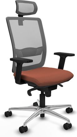 Piqueras y Crespo Idealer Stuhl f&uuml;r die Arbeit mit 2D-Armen, h&ouml;henverstellbare Lendenwirbelst&uuml;tze und h&ouml;henverstellbares Kopfteil, Grau/Braun