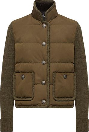 Moncler Moncler Cardigan Matelass&eacute; En Laine, Femme, Vert, Taille: Xs