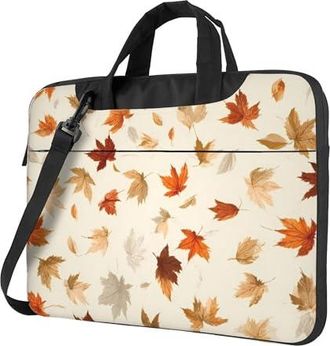 Generic Housse de protection pour ordinateur portable de 15,6 avec bandouli&egrave;re - Motif feuille d&eacute;rable dautomne - Pour homme et femme - Motif citrouille aquar