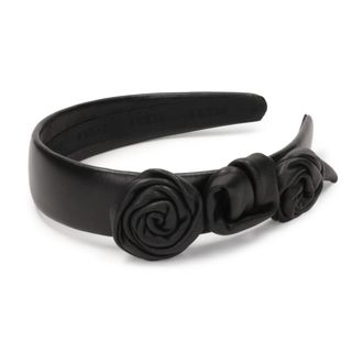 Kazar Schwarzes Leder-Stirnband mit Rosen - - Accessories - Damen - Schwarzk - ONE SIZE
