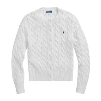 Polo Ralph Lauren Femme, Pulls, Blanc, Taille: 38 FR Cardigan ras du cou en coton &agrave; torsades