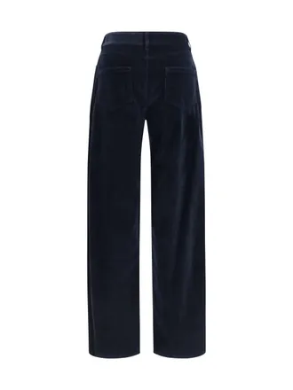 Max Mara Womens Corduroy Velvet Palazzo Pants Blu Cotton; Elastane Trousers
