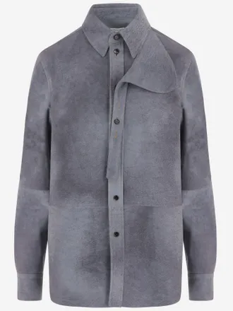 Bottega Veneta Womens Shirt Suede With Graduated Effect Grey Lambskin Leather