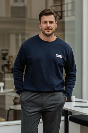 Trendyol MAN Herren Dunkelblau Einfarbig Lang Oversize Gro&szlig;e Gr&ouml;&szlig;en Sweatshirts