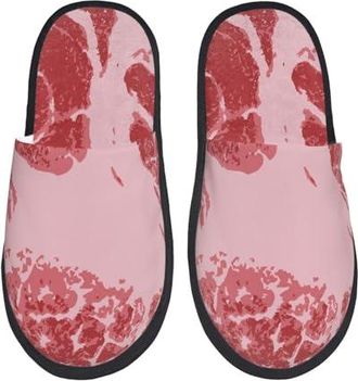Generic Chaussons Femme Homme Imprimé Viande Rayée Chaussons Femme Doux Antidérapantes Pantoufles DExtérieur, Pour Mariage, Fête, Intérieur Extérieur, M