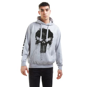 MARVEL Herren Punisher Skull Kapuzenpullover, Grey Heather, M EU