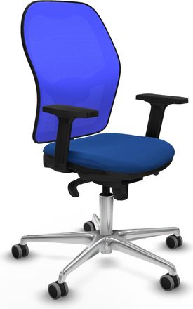 Piqueras y Crespo B&uuml;rostuhl aus Kunstleder mit 2D-Armlehnen, h&ouml;henverstellbare Lendenwirbelst&uuml;tze, mit 5 Positionen und injiziertem Schaumstoff, Blau/Blau