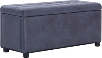 vidaXL Pouf de rangement 87,5 cm Gris Similicuir daim vidaXL