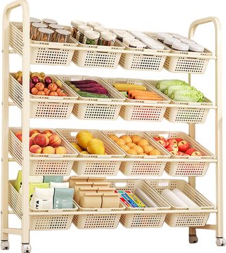 Generic Rollwagen Rahmen Aus Kohlenstoffstahl Herausnehmbarer Hohlkorb K&uuml;chenaufbewahrungs-Organizer K&uuml;chenwagen f&uuml;r Die K&uuml;che, W&auml;scherei und Enge Stellen(107