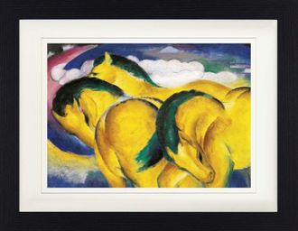 1art1 Franz Marc Poster Die Kleinen Gelben Pferde, 1912 Gerahmtes Bild Mit Edlem Passepartout | Wand-Bilder | Im Bilderrahmen 40x30 cm