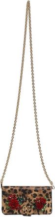 Dolce & Gabbana Femme, Sacs, Brun, Taille: ONE Size Housse de t&eacute;l&eacute;phone &agrave; rabat
