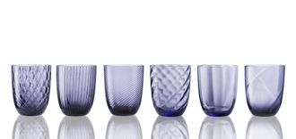 NasonMoretti Idra Set of 6 Water Glasses, Assorted Textures