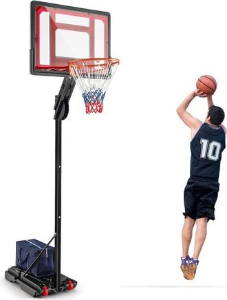 Costway Costway - Basketballst&auml;nder 105-260 cm h&ouml;henverstellbar, Basketballkorb mit St&auml;nder & 2 R&auml;dern, Korbanlage f&uuml;r Kinder, Erwachsene, mobiles