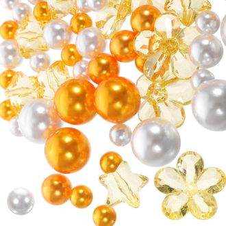 SOLUSTRE 90 St&uuml;ck Teiliges Vase F&uuml;llperlen K&uuml;nstliche Perlen f&uuml;r Deko Gelbe DIY Vasenf&uuml;llung Kunststoffkugeln f&uuml;r Hochzeit Party und Tischdekoration
