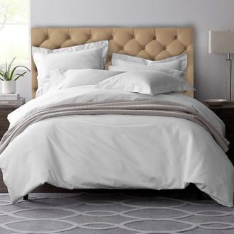 Pizuna 100% Coton Ensemble de Housses de Couette 260x220 cm 2 Personnes Blanc, Tissu de Satin de Coton &agrave; 600 Fils au Pouce carr&eacute; Housse de Couette Luxueuse a