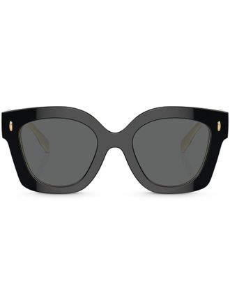 Tory Burch Miller Pushed Sonnenbrille mit quadratischer Form - Schwarz