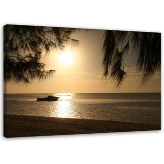 Feeby Tableau sur toile Plage Coucher de soleil marron 90x60