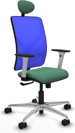 Piqueras y Crespo B&uuml;rostuhl mit schwarzen und wei&szlig;en Armlehnen, h&ouml;henverstellbare Lendenwirbelst&uuml;tze und festes Kopfteil, ausgestattet mit 3 Positionen, Blau/Smaragdgr&uuml;