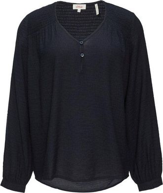s.Oliver Langarmbluse Bluse Strukturierte Bluse aus Viskosemix mit Smok Details