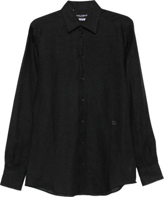 Dolce & Gabbana Homme, Chemises, Noir, Taille: L Chemise textur&eacute;e boutonn&eacute;e &agrave; manches longues