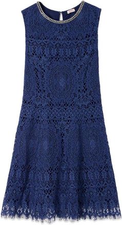 Oltre Femme, Robes, Bleu, Taille: 40 FR Robe en dentelle avec d&eacute;tail de bijoux
