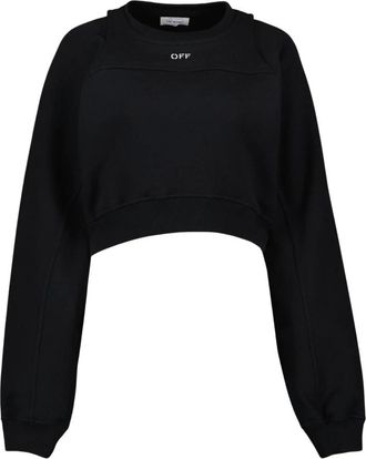 Off-white Femme, Sweatshirts et sweats &agrave; capuche, Noir, Taille: 38 FR Off Stamp Cropped SweaT-shirt