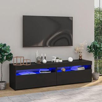 vidaXL Vidaxl - TV-Schränke 2 Stk. mit LED-Leuchten Schwarz 75x35x40 cm