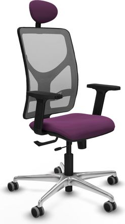 Piqueras y Crespo B&uuml;rostuhl mit 2D-Armlehnen, h&ouml;henverstellbare Lendenwirbelst&uuml;tze und festes Kopfteil, ausgestattet mit Syncro/Traslack und Schneideschaum, Grau/Violet