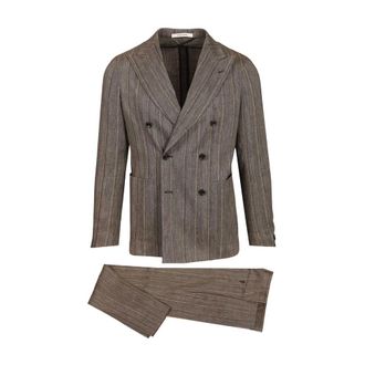 Tagliatore Monecarlo Anzug mit Doppelreiher - - Suits - Herren - Braun - L