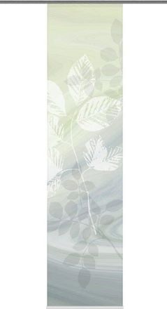 Home Fashion Home fashion 87667-768 Schiebewand Digitaldruck Toupillon Dekostoff mit Paneelwagen und Klemmschiene, 245 x 60 cm, grün