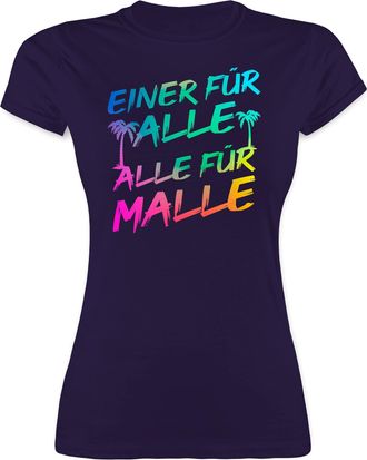 Shirtracer Shirt Damen - Urlaub - Einer f&uuml;r alle Alle f&uuml;r Malle I Mallorca Party I Malle f&uuml;r alle - XXL - Lila - Mallorca-t-Shirt t Reise Tshirt Outfit t-Shirt s