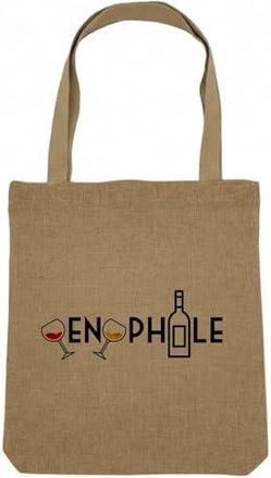 Fabulous Sac Shopping Tote Bag Aspect Lin - Oenophile Amateur de Vin Bordeaux Bourgogne France - Sac de Courses Toile Epaisse 360g Beige Naturel Cabas Port&eacute; Ep