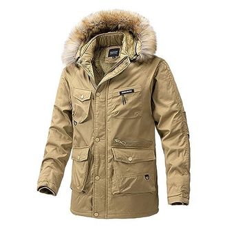 Generic Manteau Homme Hiver Chaud,Trench-Coat d&eacute;contract&eacute; en coton pour hommes avec ceinture et fermeture &eacute;clair coupe structur&eacute;e et poches imposant coutures 