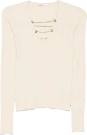 Patrizia Pepe Pullover mit Zierkette - Nude