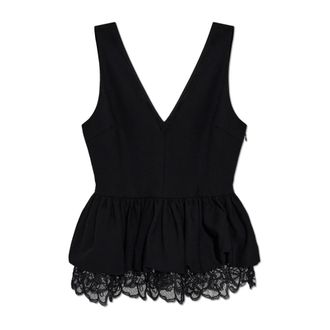 Rotate Top mit Spitzenbesatz - - Tops - Damen - Schwarzk - M