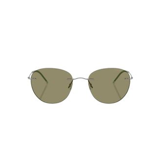 Giorgio Armani Runde Metallsonnenbrille - - Accessories - Herren - Grau - 53 MM