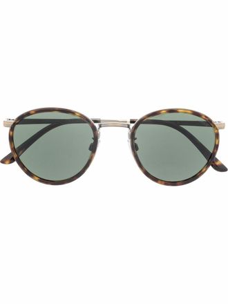 Giorgio Armani lunettes de soleil &agrave; monture ronde - Marron