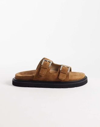 WALK LONDON Walk London - Budapest - Sandalen aus hellbraunem Wildleder mit zwei Riemen-Brown