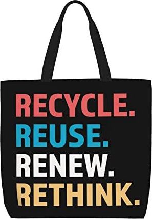 Generic Sac Fourre-Tout Recycler R&eacute;utiliser Renouveler Repenser Sac &Agrave; Dos De Grande Capacit&eacute; Lavables Sacs &Agrave; Main, Pour Voyage, &Eacute;cole, Femmes, Tous Les Jours