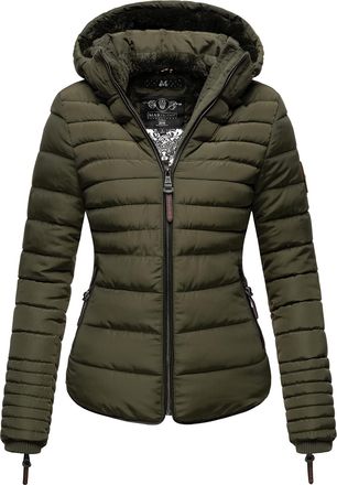 Marikoo Damen warme Winter Steppjacke mit Kapuze Amber Olive Gr. XXL