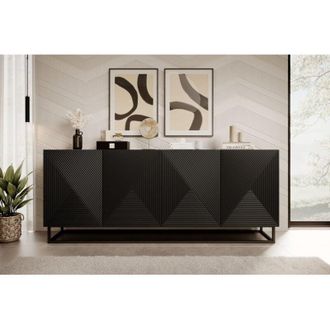 BOBOCHIC Bobochic - Buffet 4 portes 200 cm alice pieds en métal Noir