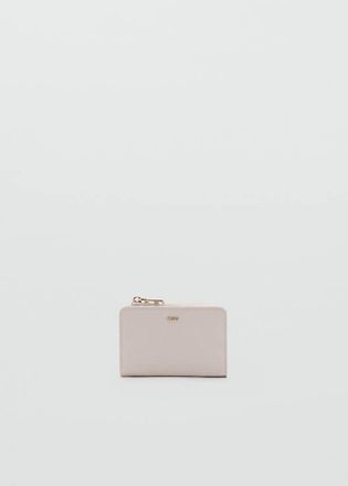 Mango Portefeuille petit effet saffiano gris glac&eacute; - Femme - Taille unique - MANGO