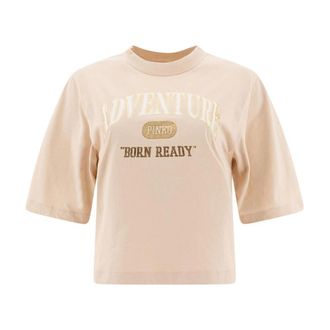 Pinko Pinko, Femme, Tops, Beige, Taille: 36 FR Born Ready Graphic T-Shirt