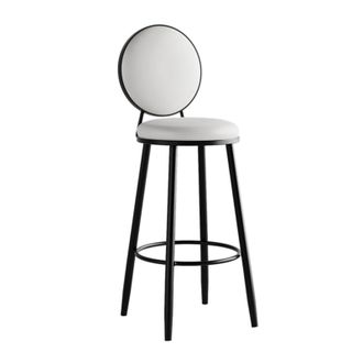 Generic Barhocker in Tresenh&ouml;he mit runden Sitzen aus Kunstleder f&uuml;r K&uuml;cheninsel und Fr&uuml;hst&uuml;cksbar - Stilvolle Pub-St&uuml;hle mit schwarzer R&uuml;ckenlehne und Metall