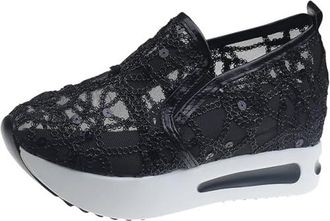 Generic Baskets orthop&eacute;diques pour femme - Broderie florale - Respirantes - Bout rond - Chaussures compens&eacute;es habill&eacute;es et d&eacute;contract&eacute;es - Chaussures de march
