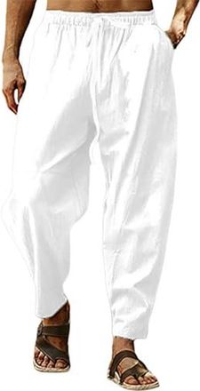 Generic Pantalon de jogging pour homme - Long - Vintage - Coupe d&eacute;contract&eacute;e - Pantalon de loisirs pour homme avec poches et cordon de serrage - Jambe droite 