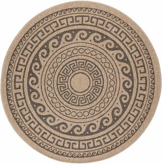 Puma Tapis rond Naturel aspect jute Motif Beige Gris 200x200cm